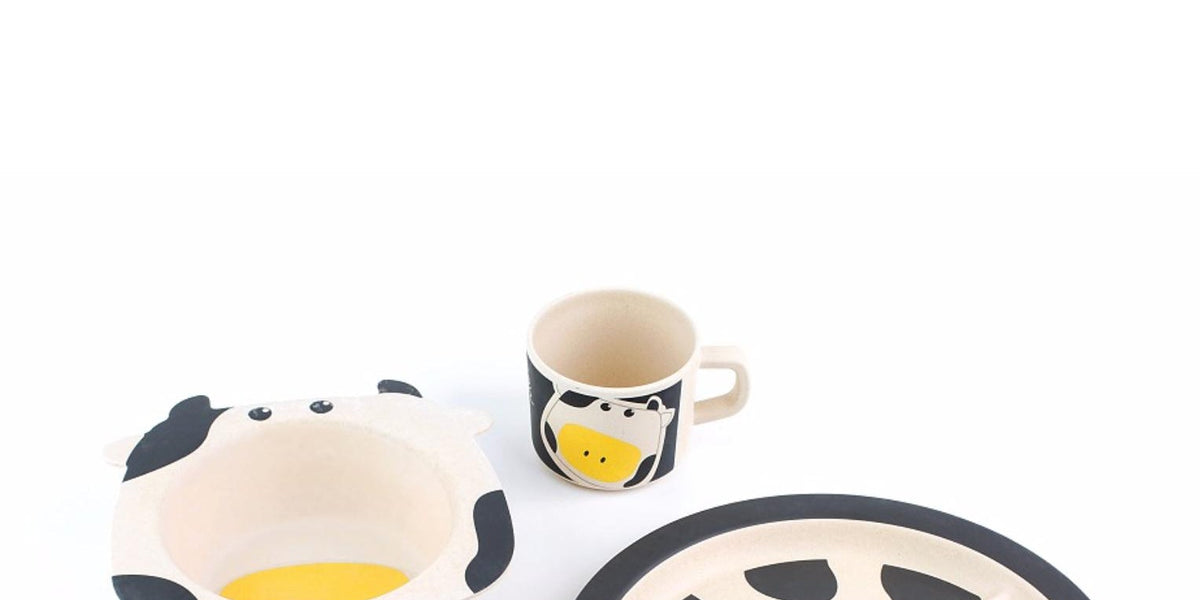 Bamboo Fibre Kids 5 Piece Dinnerware Cow – SB Designs Canada